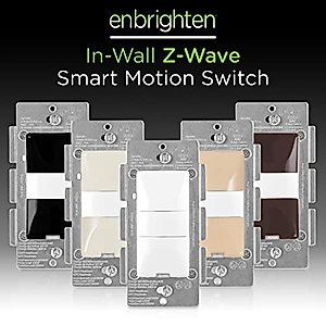 Enbrighten Z-Wave Plus Smart Motion Sensor Light Switch, On/Off, Vacancy / Occupancy Sensor, Includes White and Lt. Almond, Zwave Hub Required, Works with SmartThings, Wink, and Alexa, 26931