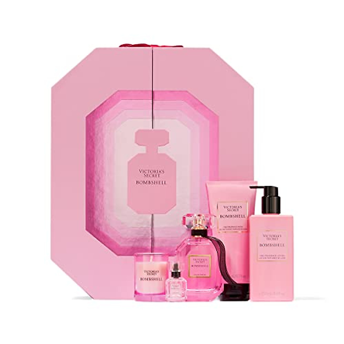 Victoria's Secret Bombshell Ultimate Fragrance 5 Piece Gift Set: 3.4oz Eau de Parfum, Mini Eau de Parfum, Candle, Lotion & Wash
