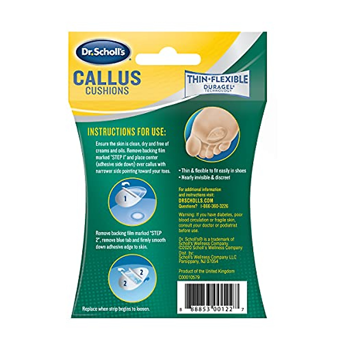 Dr. Scholl's CALLUS CUSHION with Duragel Technology, 5ct // Relieves Callus Pressure and Provides Cushioning Protection against Shoe Pressure and Friction for All-Day Pain Relief