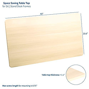 VIVO Light Wood 43 x 24 inch Universal Solid One-Piece Table Top for Standard and Sit to Stand Height Adjustable Home and Office Desk Frames, DESK-TOP43C