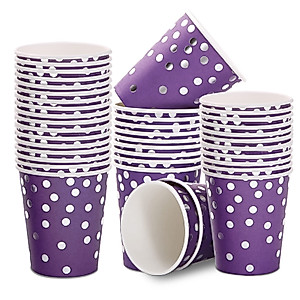 Gudvilla 200PCS Purple Party Decorations Purple Plates and Napkins Party Supplies Silver Dot Disposable Party Dinnerware for Birthday,Graduation,Baby Shower,Bridal Shower Serves 50 Guests