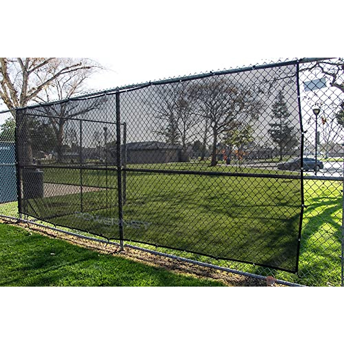 PowerNet Fence Shade Net Cover | Portable Baseball Softball Dugout Sun Screen | 18.75 FT x 7 FT | Blocks Sun to Keep Players Cool | Easily Attach to Any Chain Link Fence with Included Bungee Ball Ties