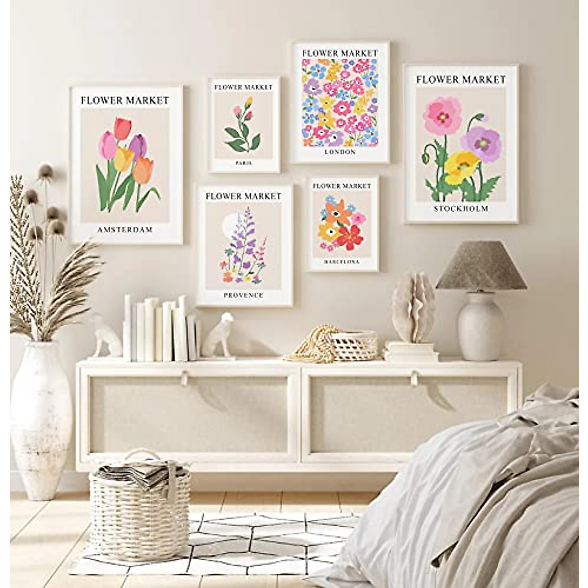 RBPRIDE Flower Market Poster Set of 6, 8x10 Inch Matisse Poster Flower Market Canvas Art Prints UNFRAMED , Abstract Floral Wall Art Modern Abstract Wall Art for Living Room Décor