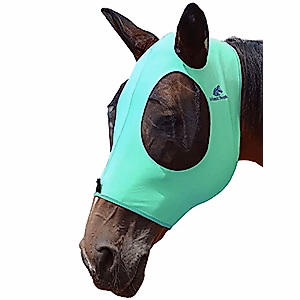 Mask Tech Horse Fly Mask Elasticity Breathable Fabric with UV Protection Soft Mesh for Horse Summer Mint L