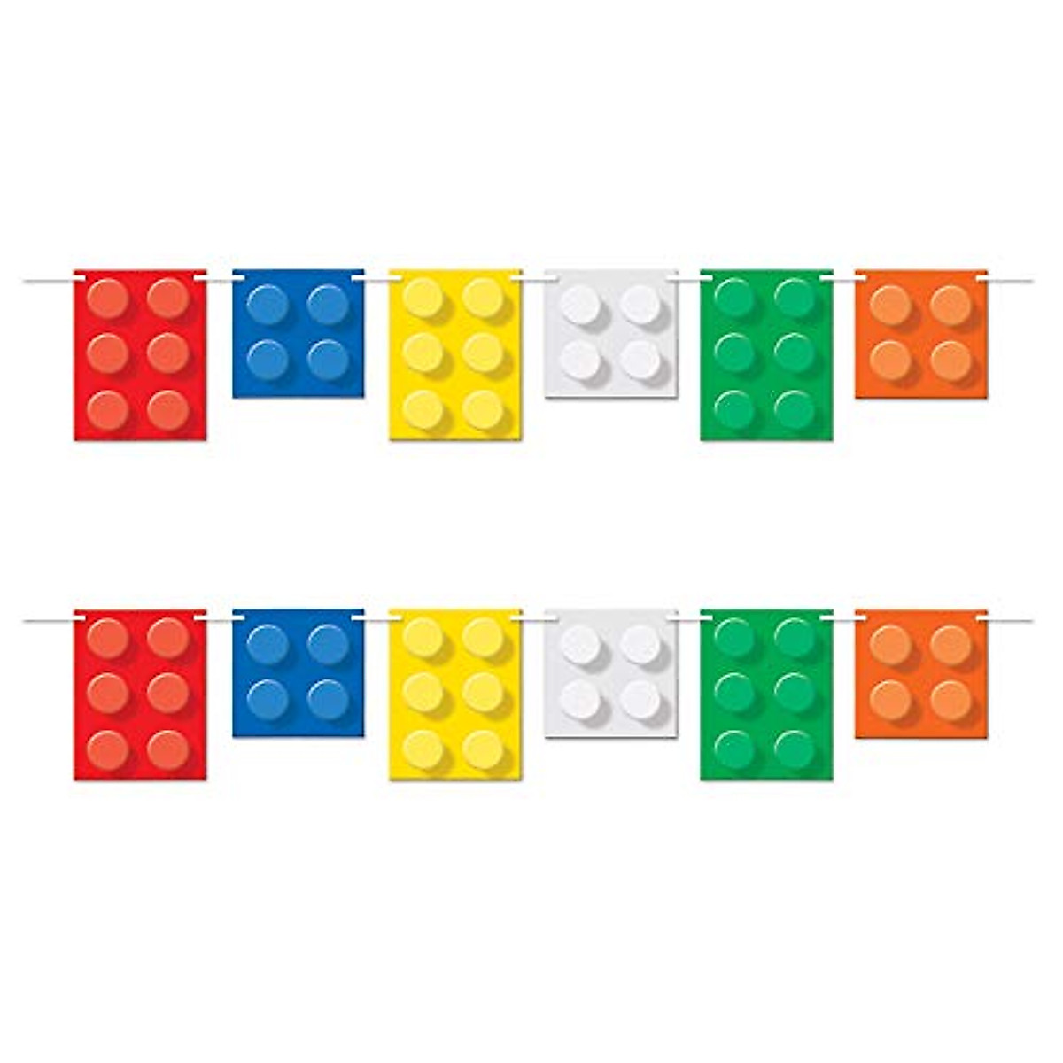 Beistle 2 Piece Building Blocks Pennant Banners, 9" x 6', Multicolor