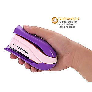 Bostitch Office inSHAPE 15 Reduced Effort Compact Stapler, Purple (1454), 4.3" x 1.9" x 7.5"