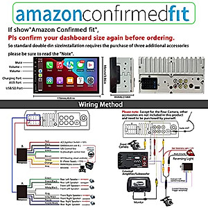 Double Din Car Stereo with Wireless Apple CarPlay & Android Auto, 7inch Touchscreen Car Audio Receiver, Wireless Car Radio with Bluetooth, Backup Camera/Mirrorlink/FM/SWC/Subwoofer/2 USB/AUX Input
