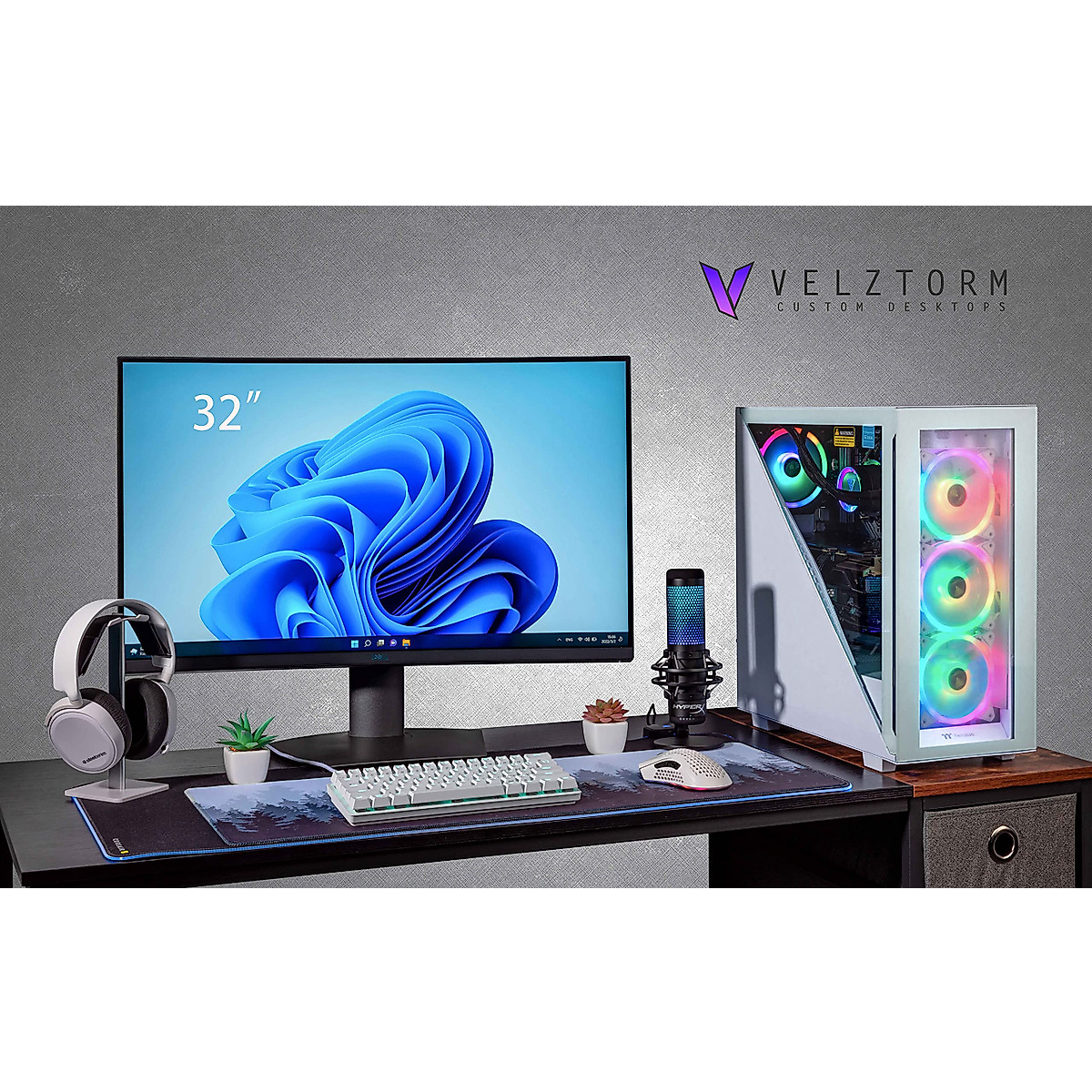 Velztorm Gladio CTO Powerful Gaming Desktop PC Liquid-Cooled (AMD Ryzen 9 5900X 12-Core, 64GB DDR4, 4TB PCIe SSD + 6TB HDD (3.5), GeForce RTX 3090 24GB, WRGB Fans, AC WiFi, BT, Win 10 Home) VELZ0002