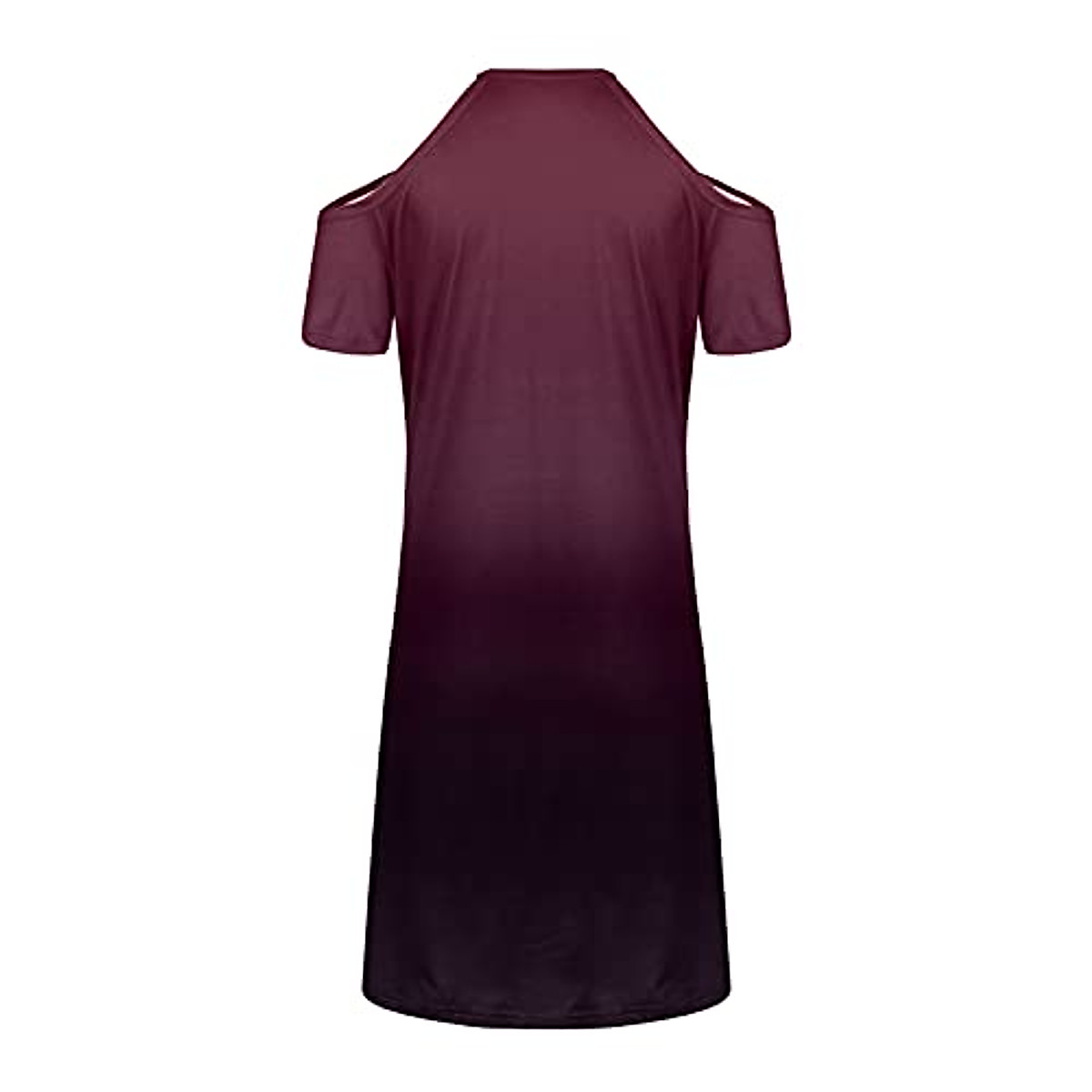 WYTong Women's Dresses Gradient Strapless Cold Shoulder V-Neck Mini Dress Casual Loose Dress(Purple,Small)