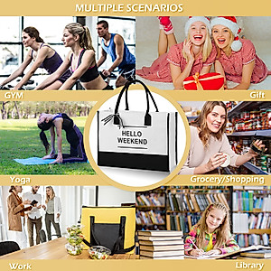 Reginary 12 Pieces Canvas Tote Bags Bulk Canvas Beach Totes Natural Canvas Shopping Bags Gift Bags with Handles for Women Home Shopping Grocery Travel Beach, 15.8 x 11.8 x 6.7 Inches