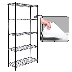 EFINE 5-Tier Steel Wire Shelving Rack with 5-Shelf Liners, Adjustable, NSF Certified Heavy Duty, 350lbs Loading Capacity Per Shelf(36"W x 14"D x 72"H)Pole Diameter 1"