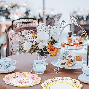 Fancy Land Floral Paper Plates 7.28 Inches Vintage Small Party Plate 24 ct