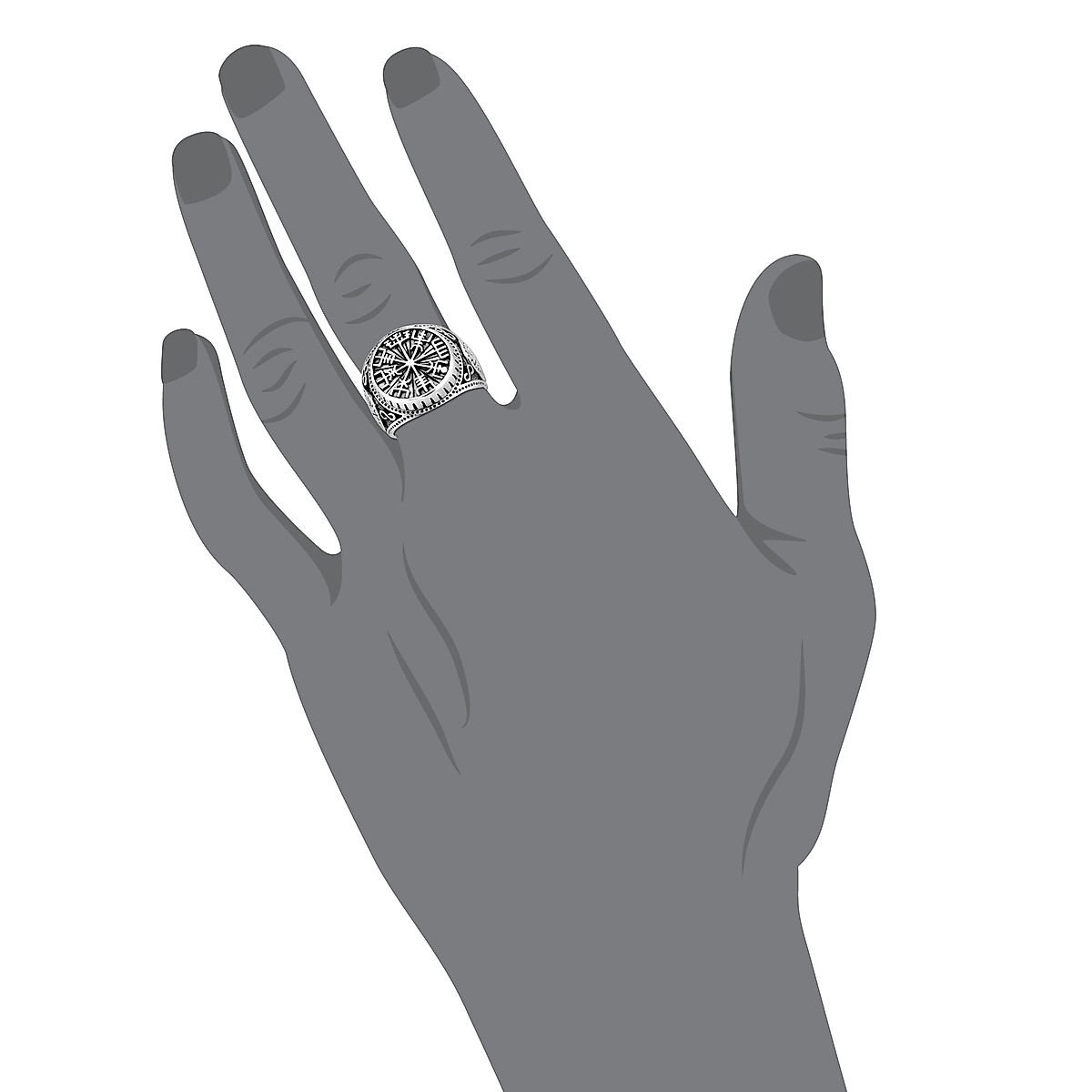 WithLoveSilver Solid 925 Sterling Silver Vegvisir Talisman Celtic Viking Protection Ring (9)