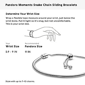 Pandora Jewelry Moments Slider Snake Chain Charm Cubic Zirconia Bracelet in Sterling Silver