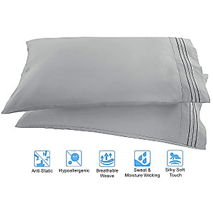 Elegant Comfort 1500 Thread Count Wrinkle & Fade Resistant Egyptian Quality 4-Piece Ultra Soft Luxurious Bed Set Includes Flat, Fitted Sheet and 2 Pillowcases, Full, Classic Silver
