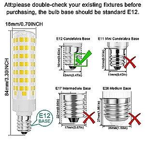 SNBIHIBE E12 Led Chandelier Light Bulbs 10W,100watt Equivalent Dimmable Bulb,6000k Daylight Candelabra Lights,110-120v Ac 1000Lm C7 T6 Bulb,No Flicker for Ceiling Fan Pendant Lighting Salt Lamp 2pcs