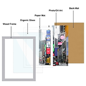 HorsonLife Picture Frames 12x16, Grey 12x16 Frame Fits For Diamond Painting/Poster/Oil Painting, Natural Solid Wood 30x40cm Picture Frame With Acrylic Protection Glass For Christmas Photo Gift