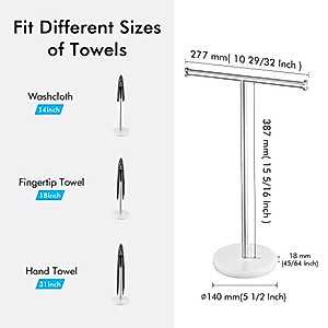 KES Hand Towel Stand Marble Base, Countertop Towel Stand 16.5" Height, T-Shape Hand Towel Rack Stand for Bathroom, Towel Holder Weighted Base SUS304 Stainless Steel Brushed Finish, BTH205S14B-2