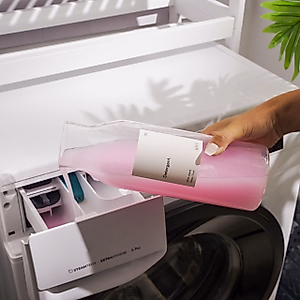 KIVY Glass Laundry Detergent Dispenser + Labels [Set of 2] Glass Jars for Laundry Room Organization Decor - Laundry soap Dispenser for Liquid Detergent Dispenser - Fabric Softener Dispenser Glass jar