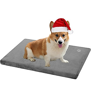 EMPSIGN Stylish Dog Bed Mat Dog Crate Pad Mattress Reversible (Cool & Warm), Water Proof Linings, Removable Machine Washable Cover, Firm Support Pet Crate Bed for Small to XX-Large Dogs, Grey