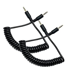 Coiled 2.5mm Audio Cable;Seadream 2Pack Coiled Male to Male 2.5mm to 2.5mm Subminiature Stereo Headset Headphone Jack Gold Plated Connector Wire Cord Plug Cable (2Pack Coiled 2.5mm M t 2.5mm M)