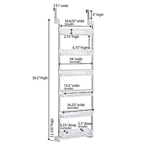 Household Essentials White 6-Tier Basket Over-The-Door Organizer