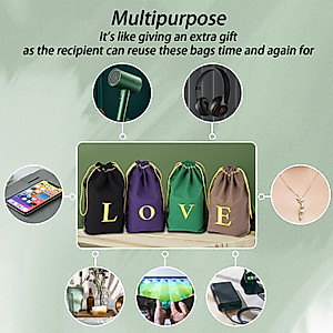 QitengBaPa 8 Pcs Gift Bags Drawstring for Christmas, Weddings, Baby Shower, Birthday Cloth Gift Bag Drawstring with Embroidered (15” Large/ 9.45” Small)