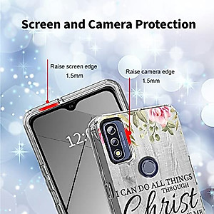 for Moto G Pure 2021 Case, for Moto G Power 2022 Clear Case for Women Men, Dual Layer Soft TPU Hard PC Shockproof Phone Case for Motorola G Power 2022/Moto G Pure 2021,Bible Verse Philippians 4-13