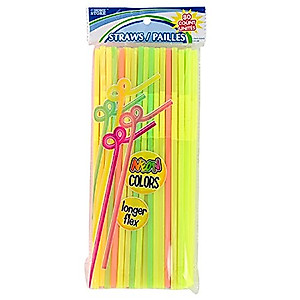 Neon-Colored Super Flexible Straws, 80 Count