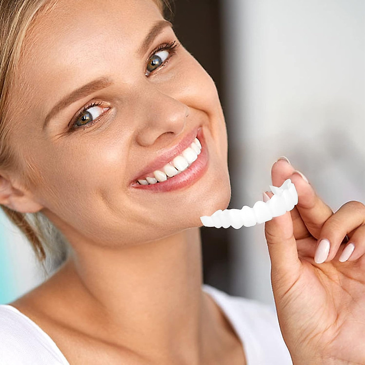 Fake Teeth, Instant Veneers for Temporary Tooth Repair Upper and Lower Jaw, Dentures Teeth Socket-Perfect for Women and Men, Protect Your Teeth and Regain Confident Smile, Natural Shape with Color