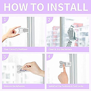 Sliding Glass Door Child Lock-GRANDOTO 4Pack Baby Proofing Home Guard Safety Locks & Toddler Children Proof Security Locking Kits for Window,Wardrobe,Closet,Patio,Shower,Barn,Kitchen Doors Slide Glass