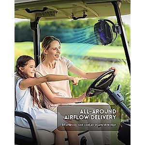 Airbition 10000mAh 8-Inch Clip on Fan Rechargeable, Battery Operated Powered USB Clamp Fan Portable for Golf Cart RV Car Travel Camping Tent Workout Treadmill Personal Bed Desk