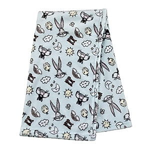 Warner Brothers Looney Tunes Best Buds Pastel Blue, Yellow, and White Bugs Bunny, Tweety, and Sylvester The Cat Super Soft Baby Blanket