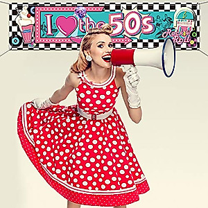 50's Party Banner I Love The 50's Banner 1950s Rock and Roll Theme Party Decorations Photo Booth Backdrop Wall Background 50s Party Decoration Baby Shower Birthday Party Supplies, 70.8 x 15.7 Inch
