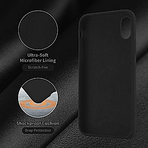 Cordking iPhone XR Case, Silicone Ultra Slim Shockproof Phone Case with [Soft Anti-Scratch Microfiber Lining], 6.1 inch, Black