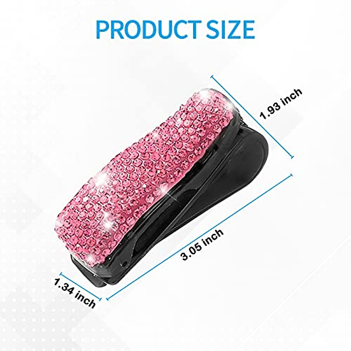 Jawmoy 2 PCS Glasses Holders for Car Sun Visor, Bling Crystal Rhinestones Storage Bag, Car Eyeglasses Hanger Mount, Car Accessories for Women (Pink)