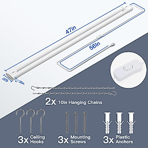 BBOUNDER 8 Pack Linkable LED Utility Shop Light, 4400 LM, 6500K Cool Daylight, 4 FT, 48 Inch Integrated Fixture for Garage, 40W Equivalent 250W, Surface + Suspension Mount, White