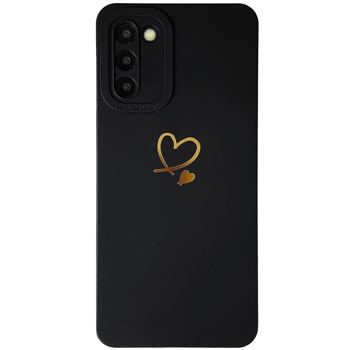 Qokey for Galaxy A03S Case 6.5"(164mm),Cute Bling Plated Gold Love Heart with Anti-Fall Camera Lens Cover Protection Soft Phone Case for Samsung Galaxy A03S,Black