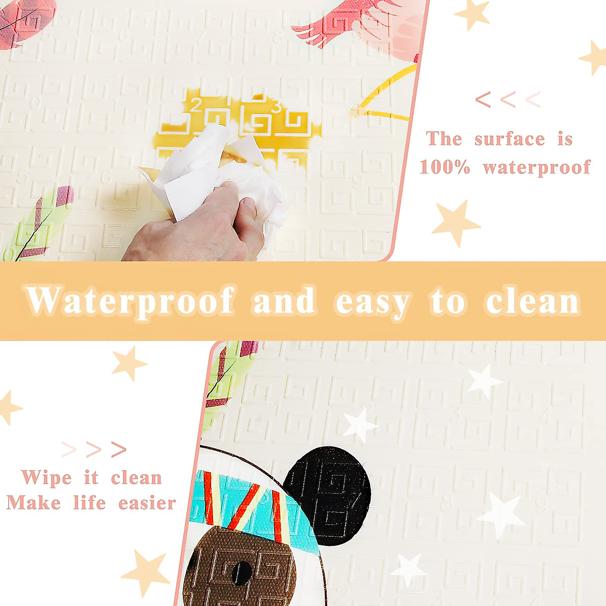 Baby Playmat for Crawling,0.6in Thick Extra Large Foldable Play Mat for Baby, Waterproof Non Toxic Anti-Slip Reversible Foam Playmat for Toddlers Kids(79 * 71 * 0.6)