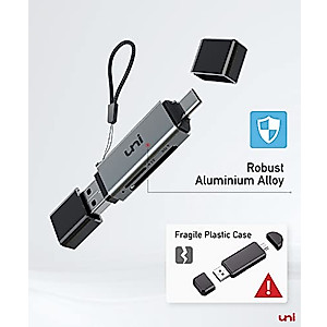 SD Card Reader, uni USB C Memory Card Reader Adapter USB 3.0, Supports SD/Micro SD/SDHC/SDXC/MMC [Card Not Included], Compatible for MacBook Pro, MacBook Air, iPad Pro 2018, Galaxy S21