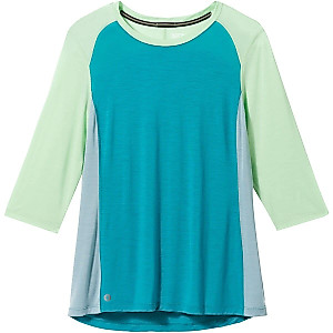 Smartwool Women's Ultralite Mountain Bike Shirt — Merino Wool 3/4 Sleeve Tee (Regular Fit), Deep Lake, X-Small