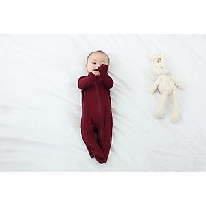 GUISBY Long Sleeve Sleepers Baby, Rayon Footed Pajamas Long Sleeve with Mitten Cuffs 3-6 Months Maroon