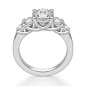 Riya Gems 5 Carat Round Diamond Moissanite Engagement Ring Wedding Ring Eternity Band Vintage Solitaire Halo Hidden Prong Setting Silver Jewelry Anniversary Promise Ring Gift (8.5)