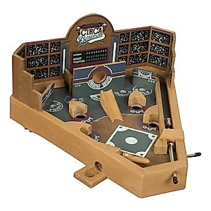 Hey! Play! Baseball Pinball Tabletop Skill Game - Classic Miniature Wooden Retro Sports Arcade Desktop Toy for Adult Collectors and Children, NULL, 13 x 12.25 x 8"