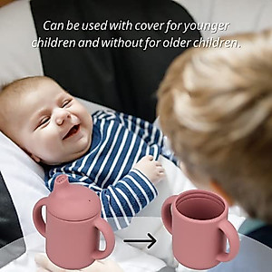 Mintlyfe Baby Sippy Cup, 2 Pack of Silicone Trainer Cup Toddler for Boys and Girls, Unbreakable, Spill Proof and Two Handle Learner Cup Sippy Cup for Toddlers, 4oz (Blush/Mauve)