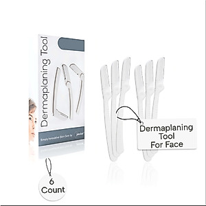 Dermaplaning Tool (6 Count) – Easy to Use Dermaplane Razor For Face – Facial Hair Removal for Women - Blade for Eyebrows and Peach Fuzz – Face Shavers for Women Help Exfoliate and Smooth the Skin