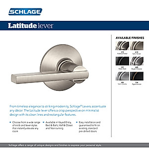 Schlage F51 V LAT 622 Latitude Door Lever, Keyed Entry Lock, Matte Black