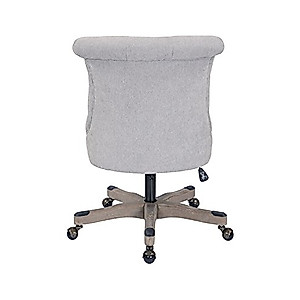 OSP Home Furnishings Hannah Tufted Office Chair with Adjustable Height and Grey Wood Base, Fog Fabric