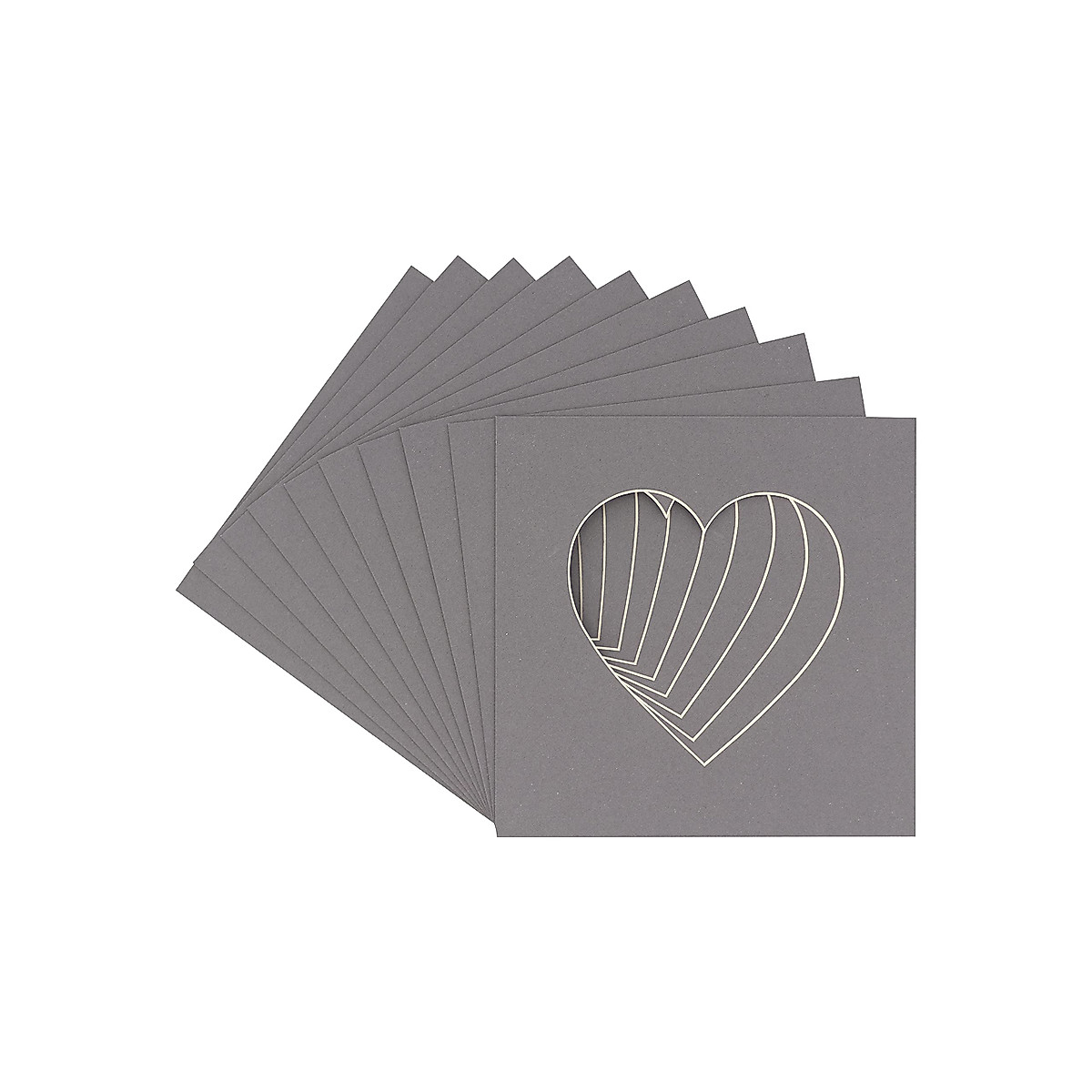 CountryArtHouse Charcoal Acid Free 22x22 Heart Picture Frame Mat with White Core Bevel Cut for 18x18 Pictures - Fits 22x22 Frame - Pack of 25 Matboards