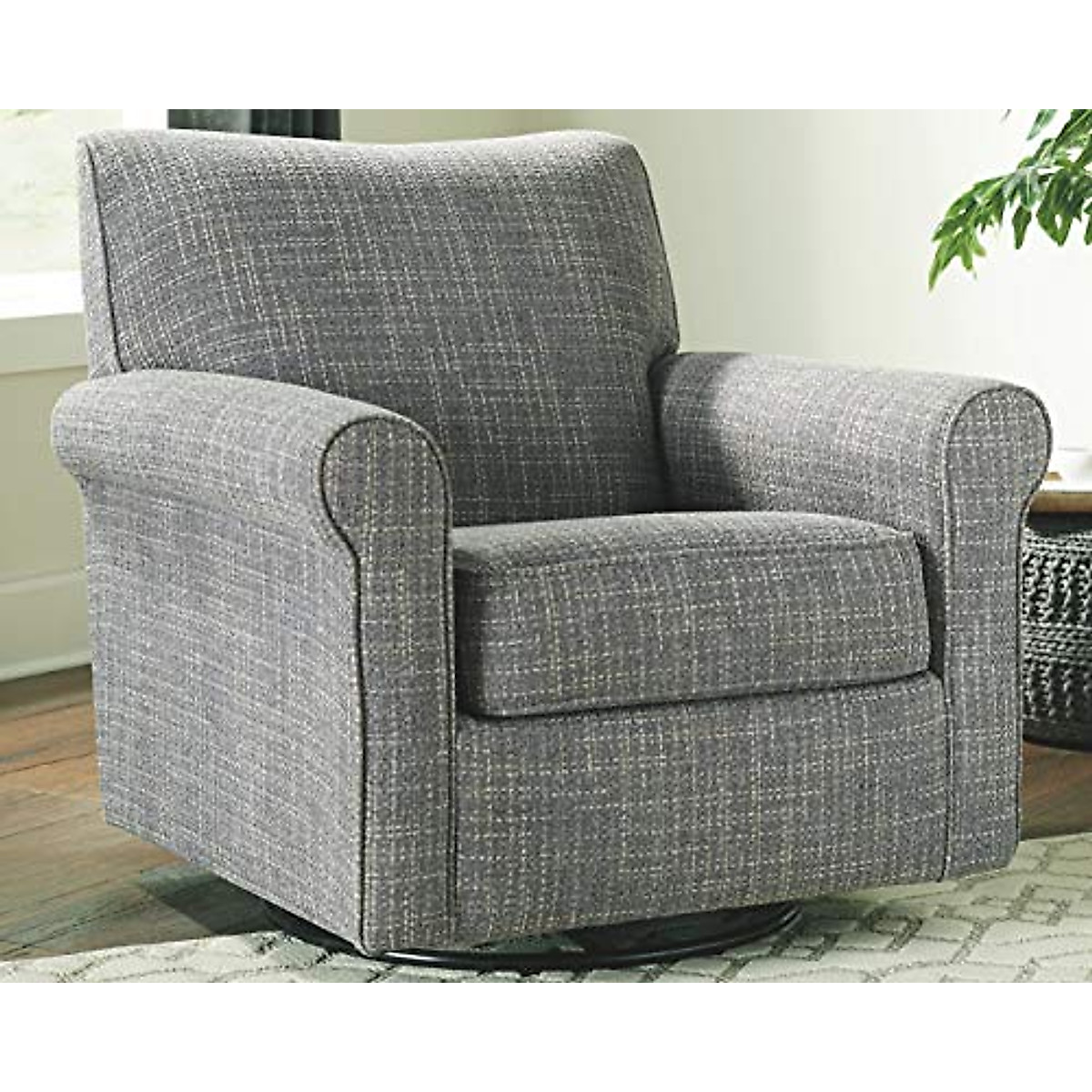 Signature Design by Ashley Renley 360-Degree Swivel Glider Nursery Accent Chair, Gray